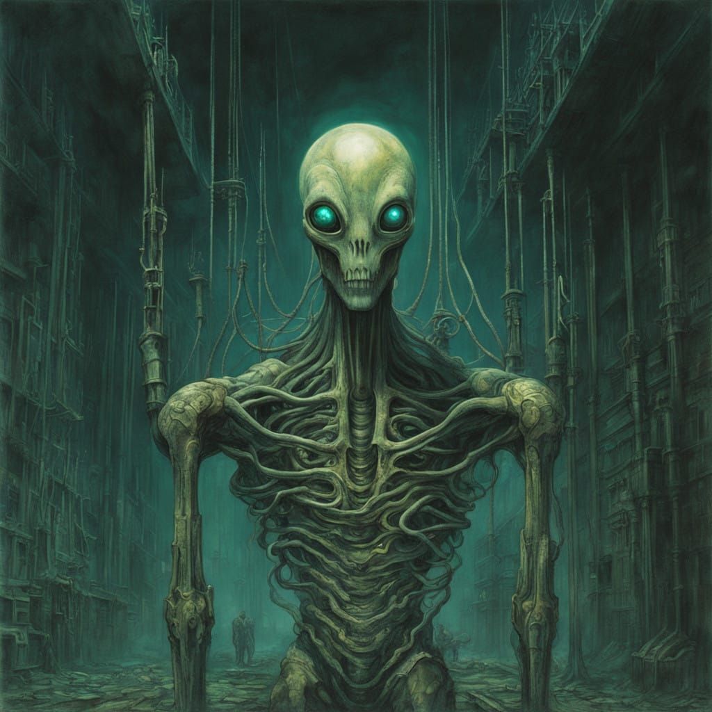 Biomechanical Horror Emerge from Dark Industrial A... - AI Art