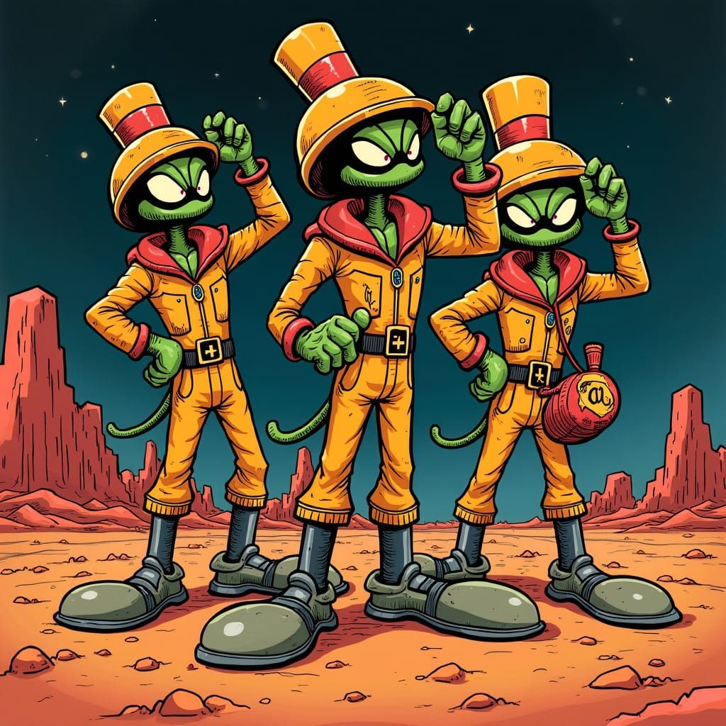 Scary little Green Men #4 - Radiant Martian Outcasts in Tat...