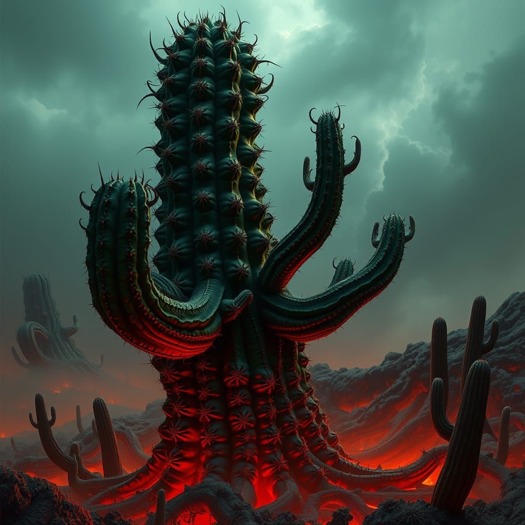 Cyberpunk Cactus Demon in Vivid, High-Definition D... - AI Art