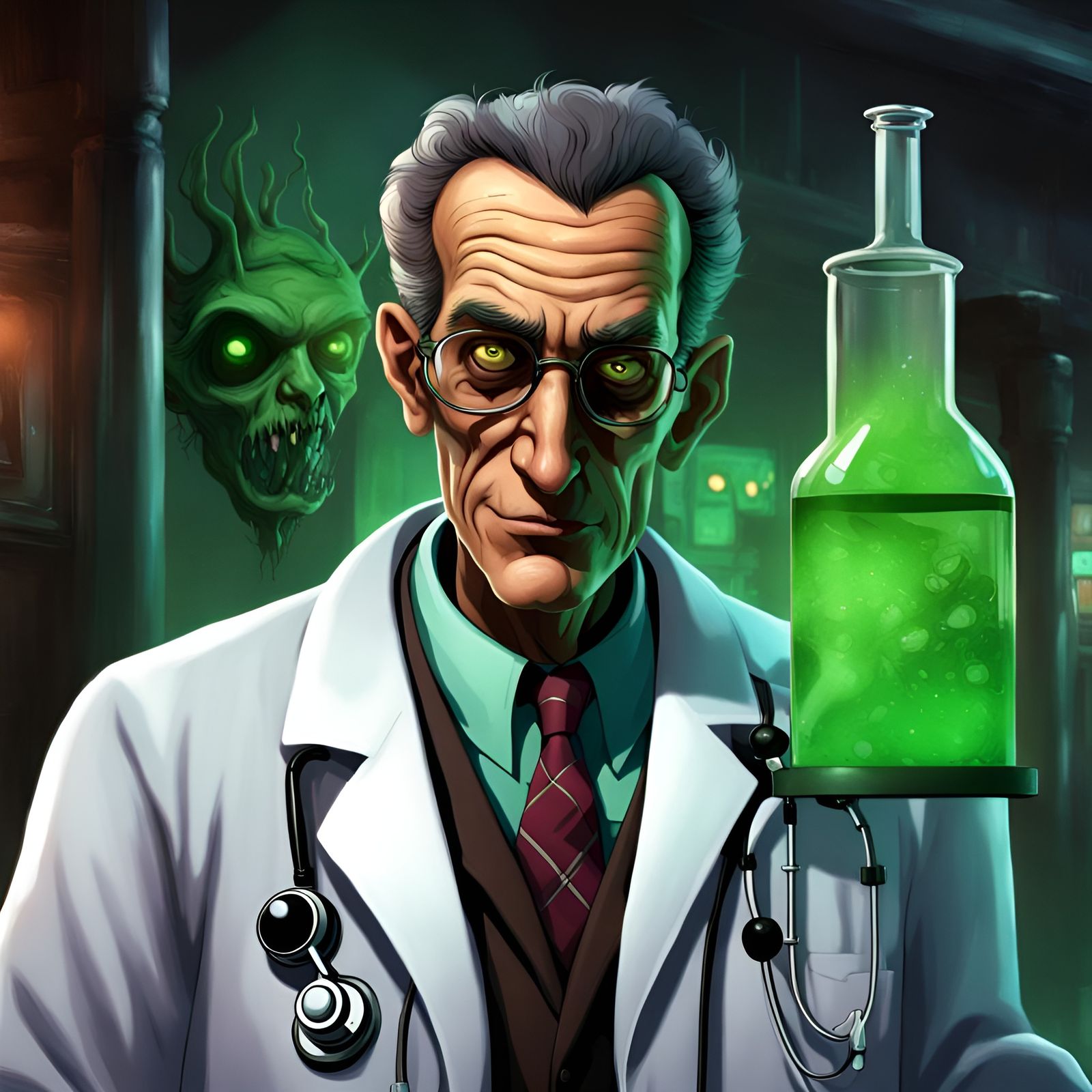 Devilish villains this is Dr. Helldrich and he wears a doctors lab coat ...