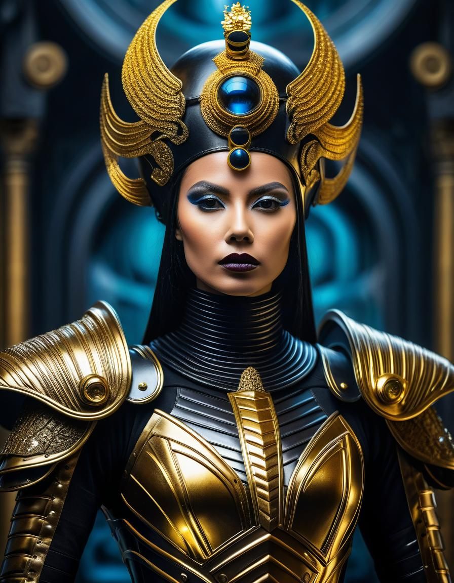 Galactic warrior queen in golden armor - AI Generated Artwork - NightCafe Creator