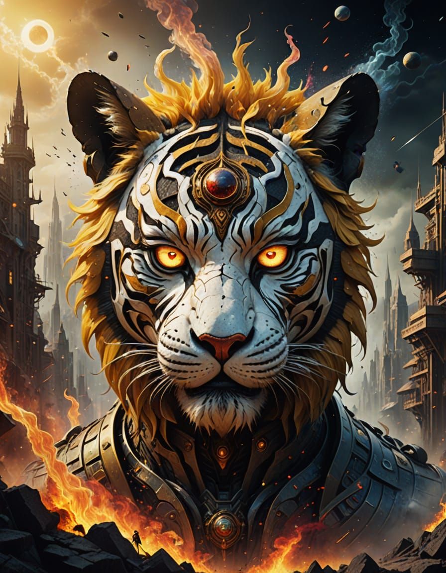 Cubist Tiger's Gaze into the Soul: A Surrealistic ... - AI Art