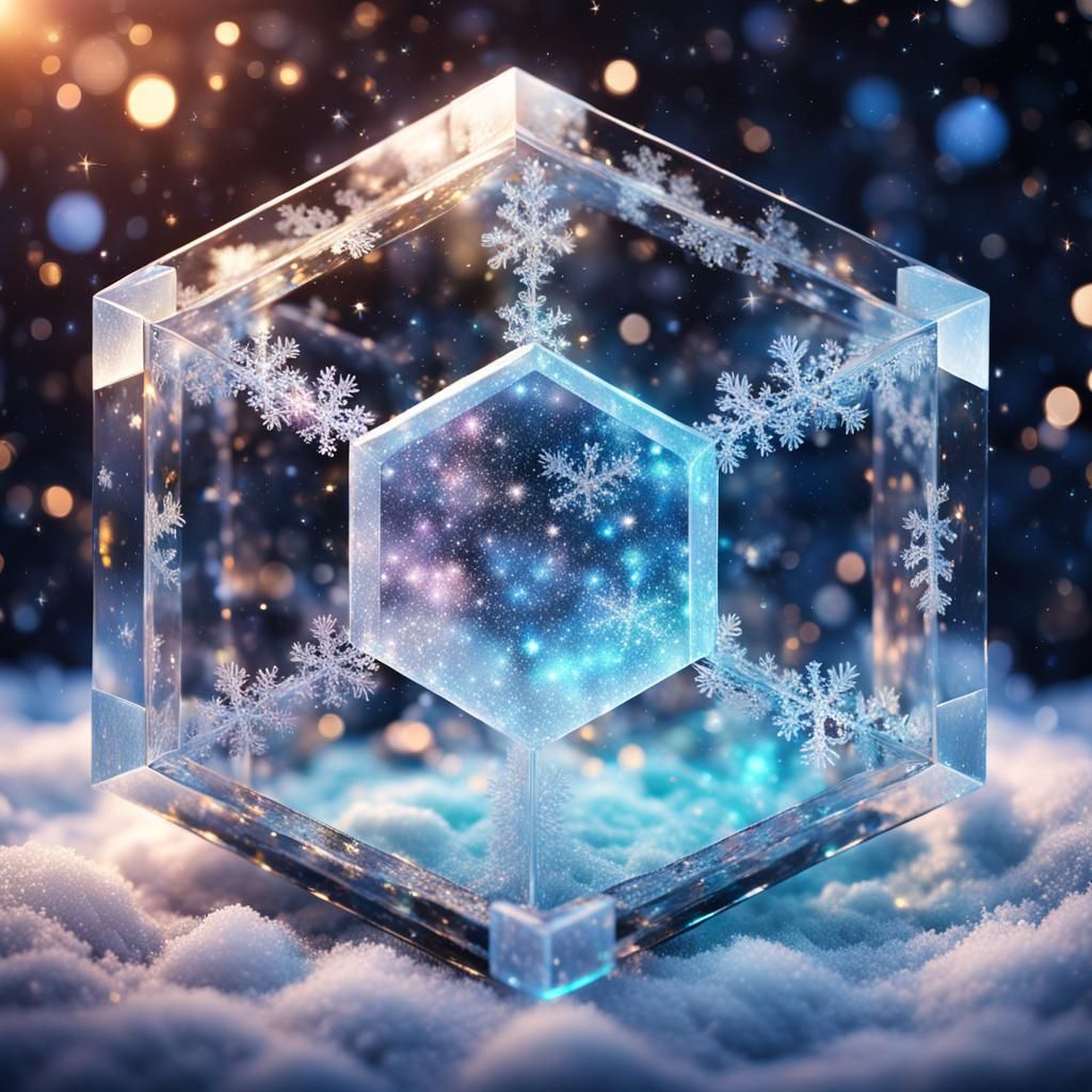 Snow crystals within a hexagon crystal - AI Generated Artwork ...