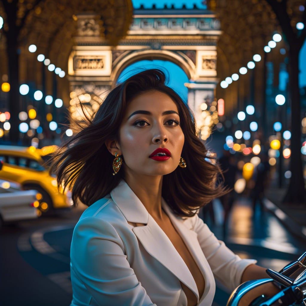 une soirée autour de l'Arc de Triomphe - AI Generated Artwork - NightCafe Creator