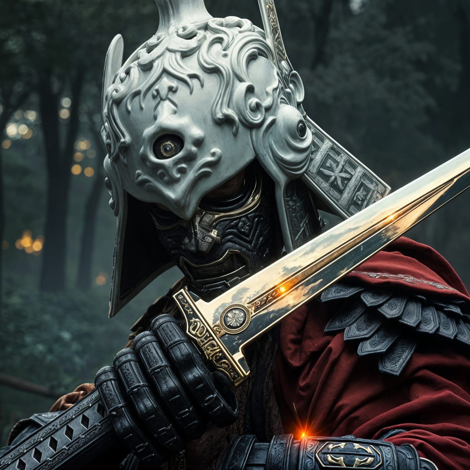 Guerreiro Mascara Cerâmica "Ronin" - Epic Ronin Warrior in C...