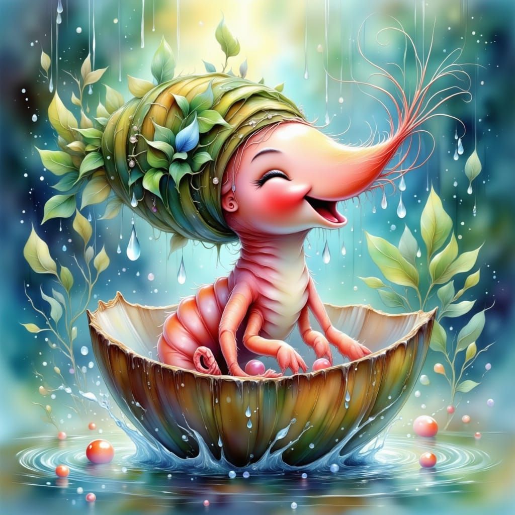 Lady Shrimp enjoys a spring shower - Lady Shrimp enjoys a sp...