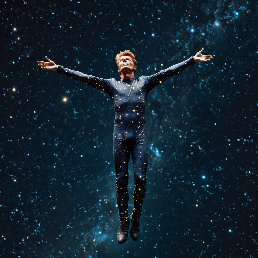 David bowie starman floating in space. Lots of stars. Constellations ...