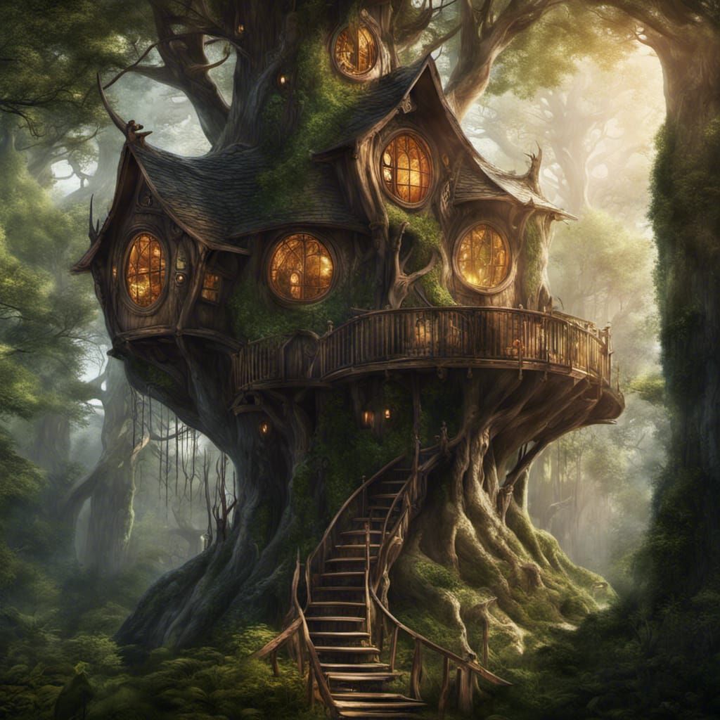Elven headquarters tree house - Enchanted Elven Treehouse in...