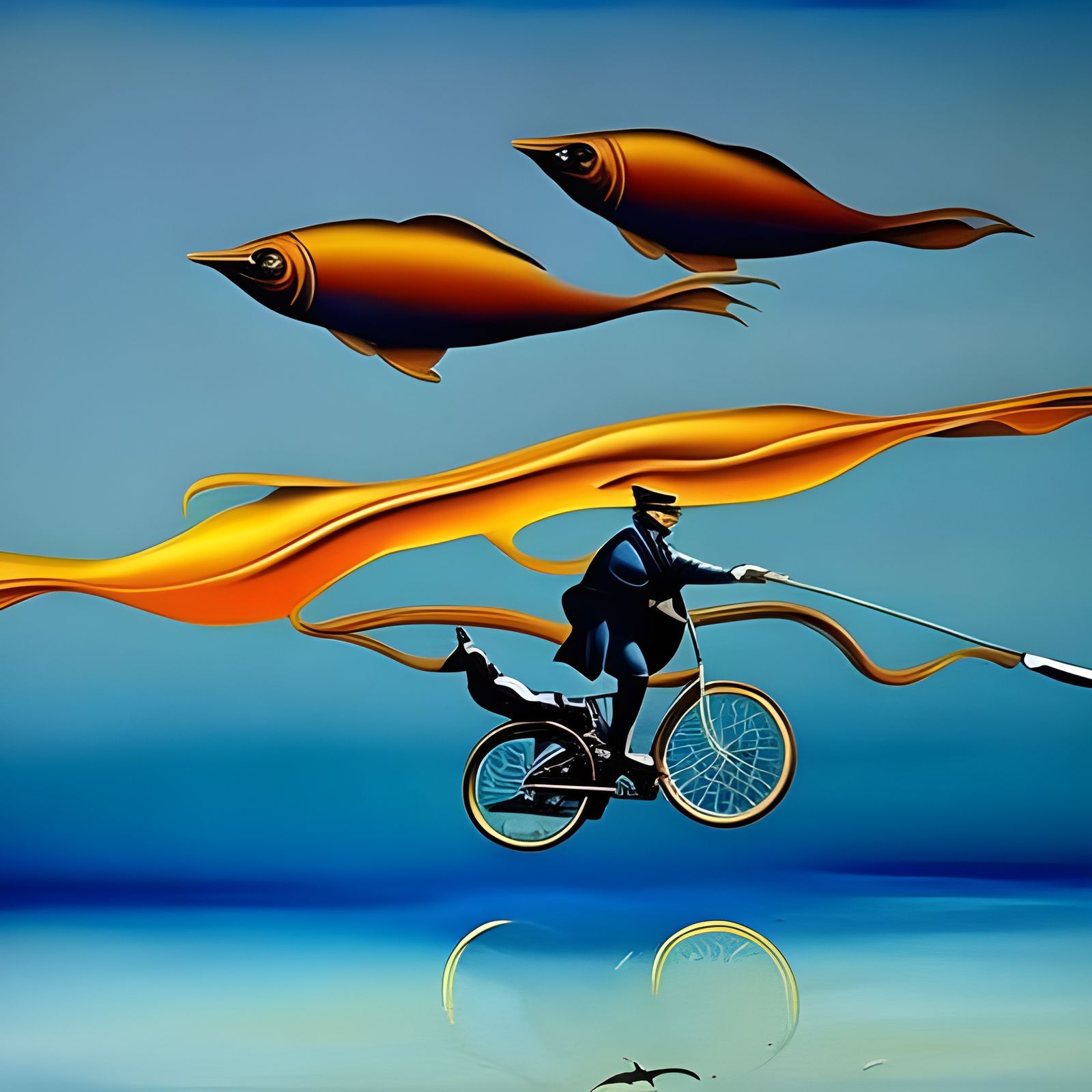 Two Fish & Cyclist (Dali-esque 3) - AI Generated Artwork - NightCafe ...