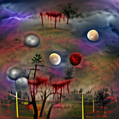 zombie graveyard blood thunderstorm killer moon - AI Generated Artwork ...