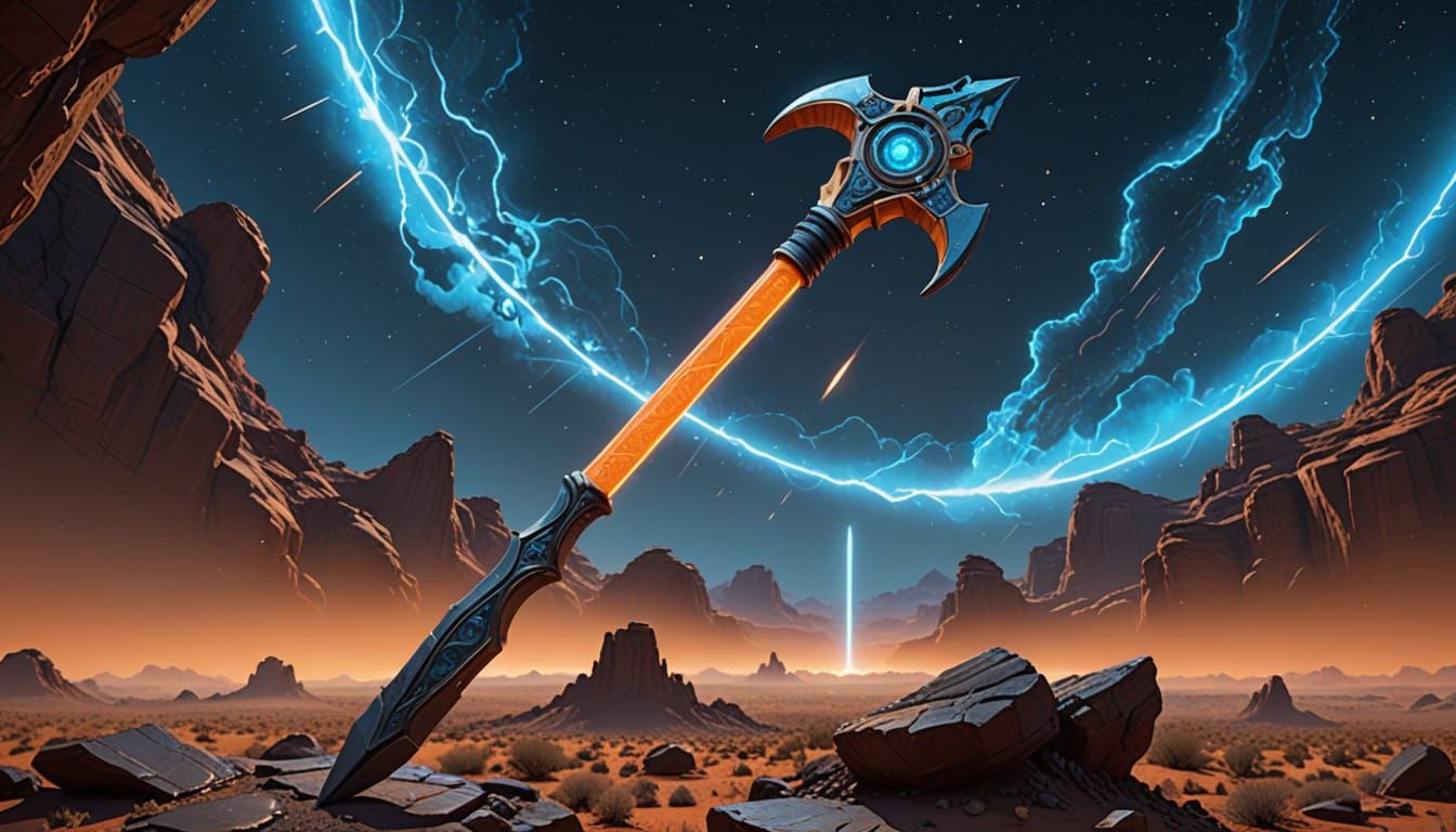 Majestic Cosmic Holy Crowbar Tool in Vibrant Nebul... - AI Art