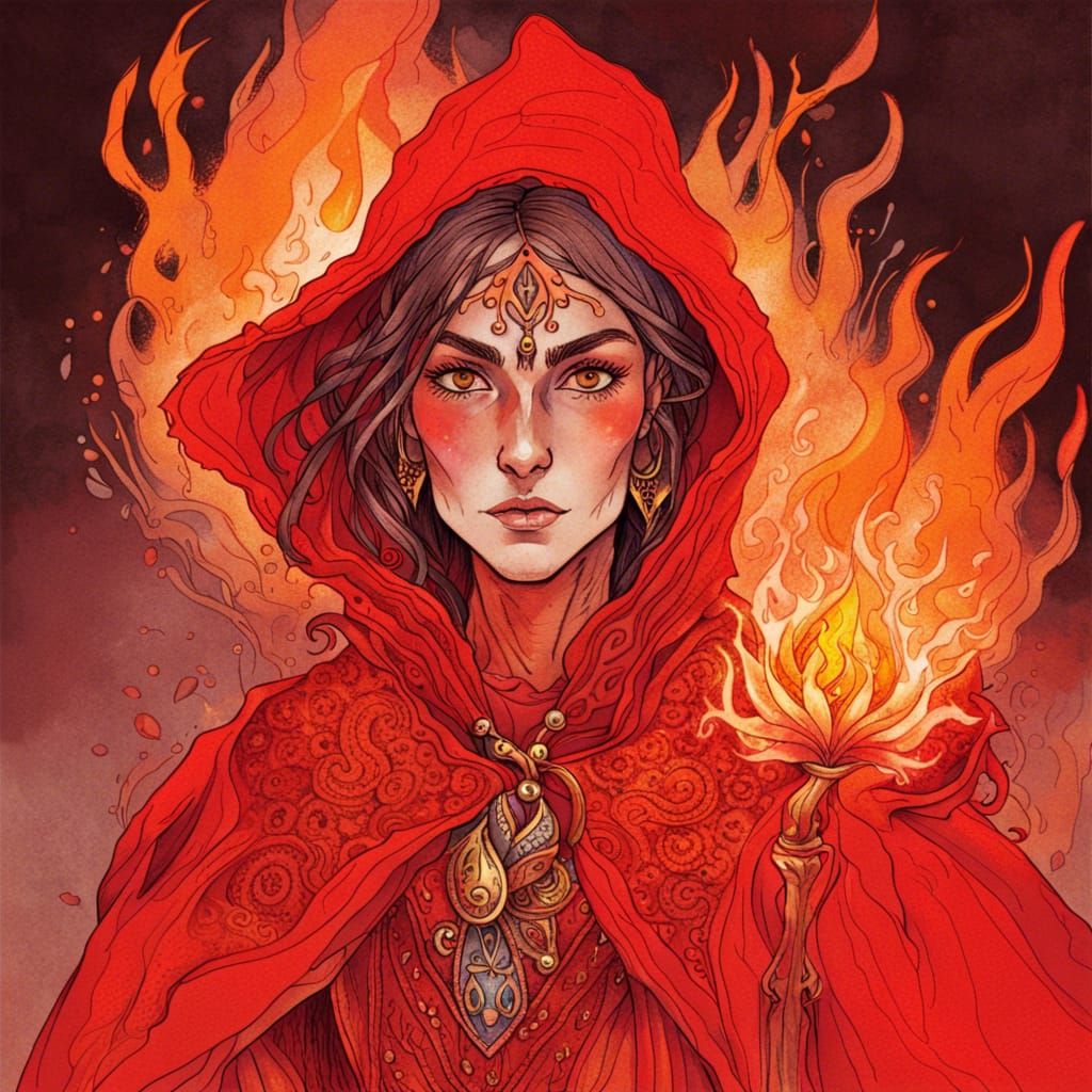Fire Mage, female - AI Generated Artwork - NightCafe Creator