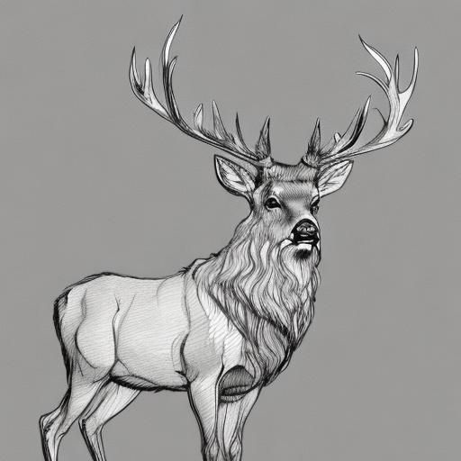Line Drawing of a Stag, show full body from side - AI Generated Artwork ...