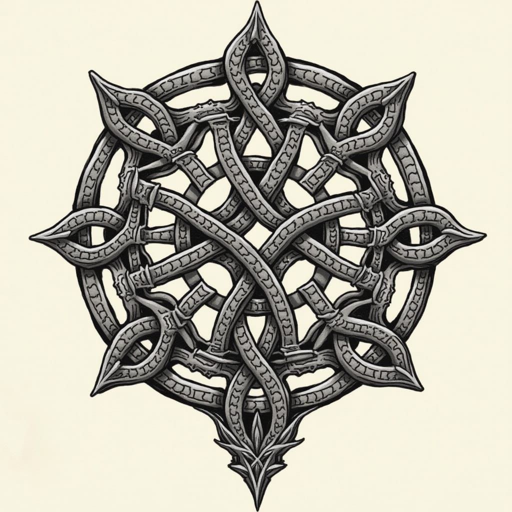 Ancient Celtic Torque in Bold Black Tattoo Art - AI Art