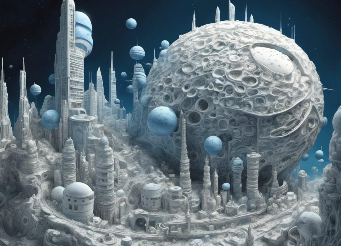 Moon City Made of Blue Cheese - AI Generated Artwork - NightCafe Creator