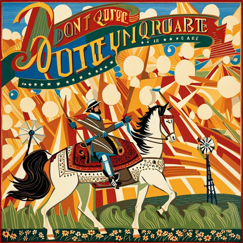 poster: Don Quijote fighting against a Windmill - AI Generated Artwork ...