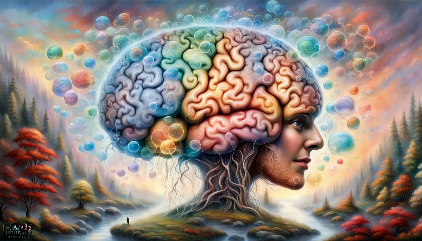 large human brain with knowledge bubbles ethereal fantasy hyperdetailed ...