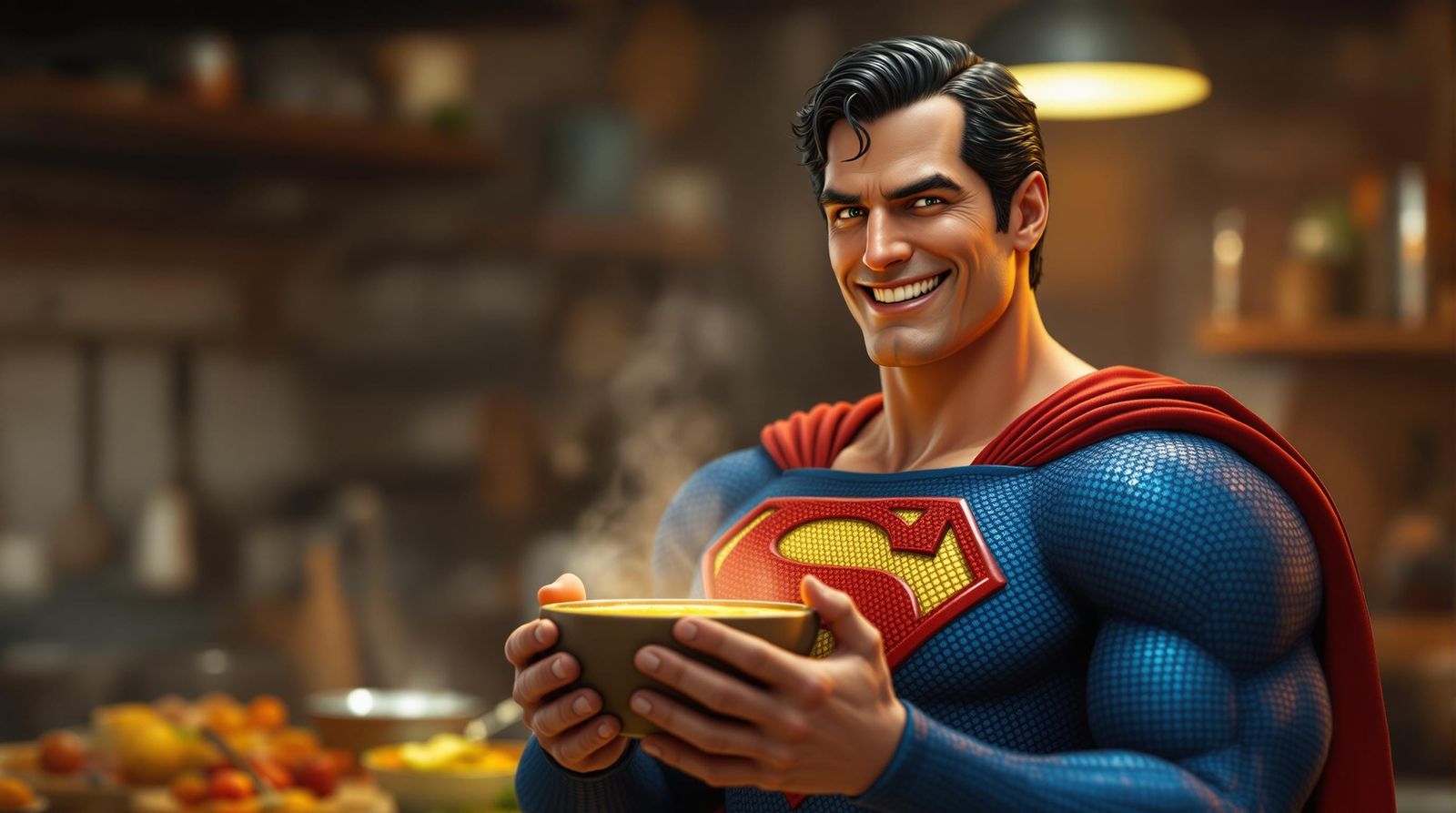 Souperman is here to serve. - Superman Serves Soup in a Vibr...