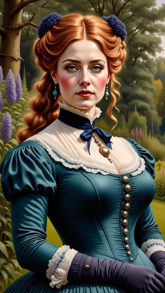 Ethereal Victorian Beauty in Rich Jewel Tones - AI Art