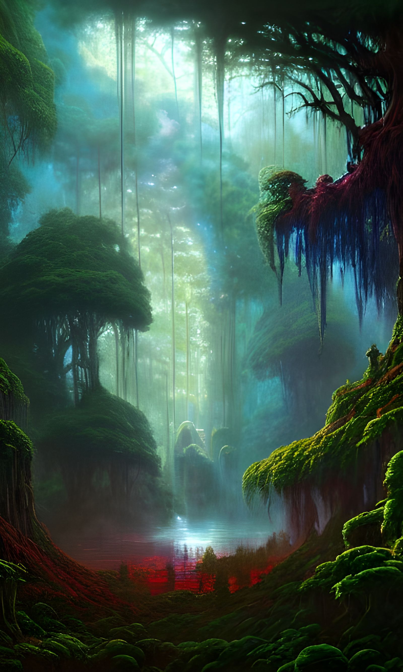 A Ancient magical Rain Forest Vista By Projekt Red, Noah Bradley ...