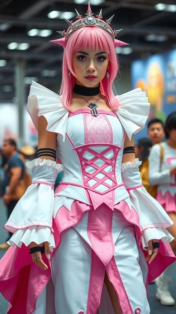 Edgy Princess Cosplay in Cyberpunk Anime Style - AI Art