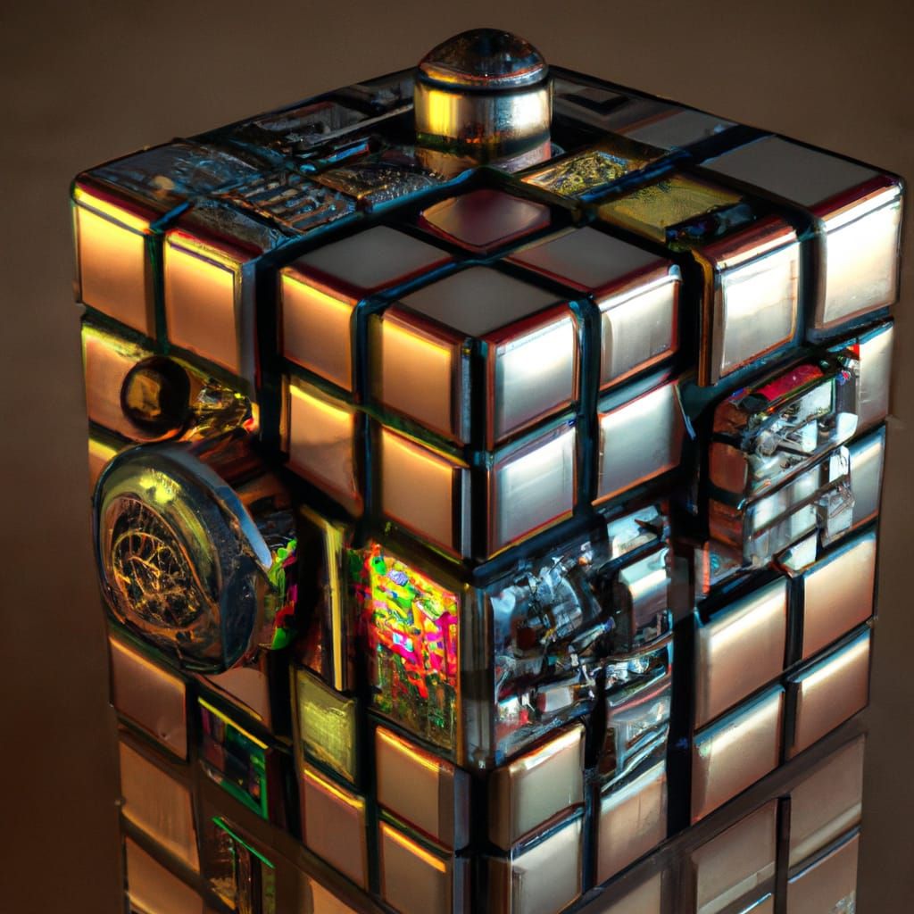 steampunk Rubik's Cube dynamic lighting 8K resolution hyperrealism - AI ...