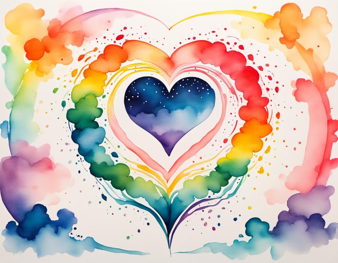 Rainbows in vibrant colors creating a Heart of Unity - AI Generated ...