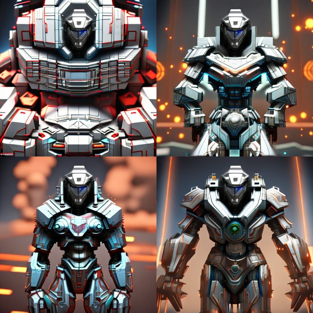 intricate mech details, ground level shot, 8K resolution, Cinema 4D ...