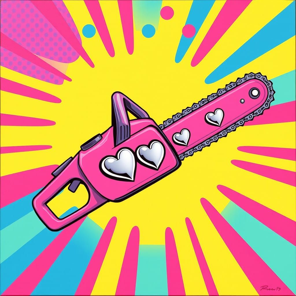 Pink Chainsaw - Bold Pop Art Chainsaw in Vibrant Colors