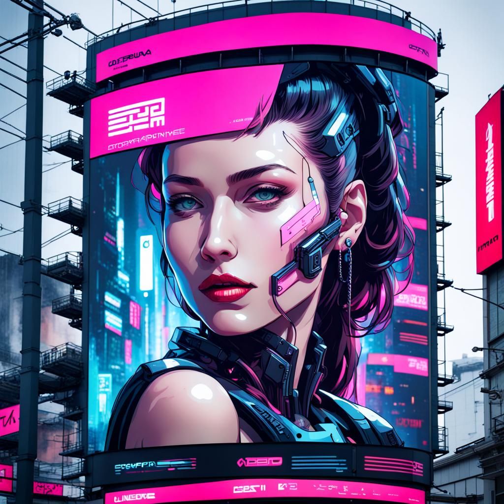 Cyberpunk Billboard - AI Generated Artwork - NightCafe Creator