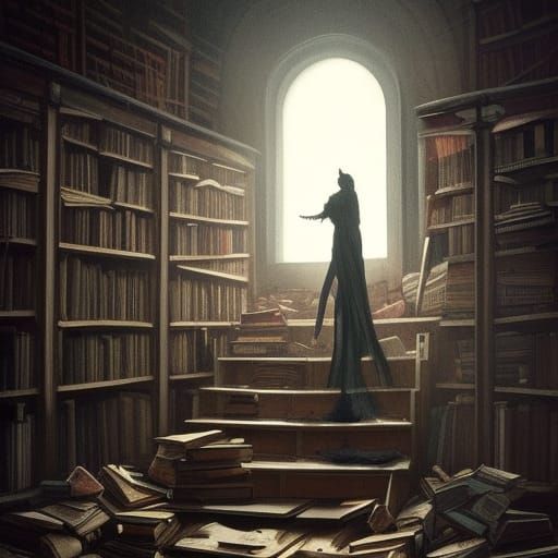 Figure in the Library - AI Generated Artwork - NightCafe Creator