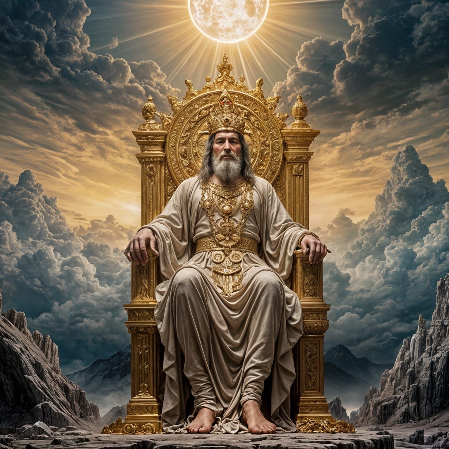 Divine Sovereign Reigns Over Glowing Earth in Ethe... - AI Art