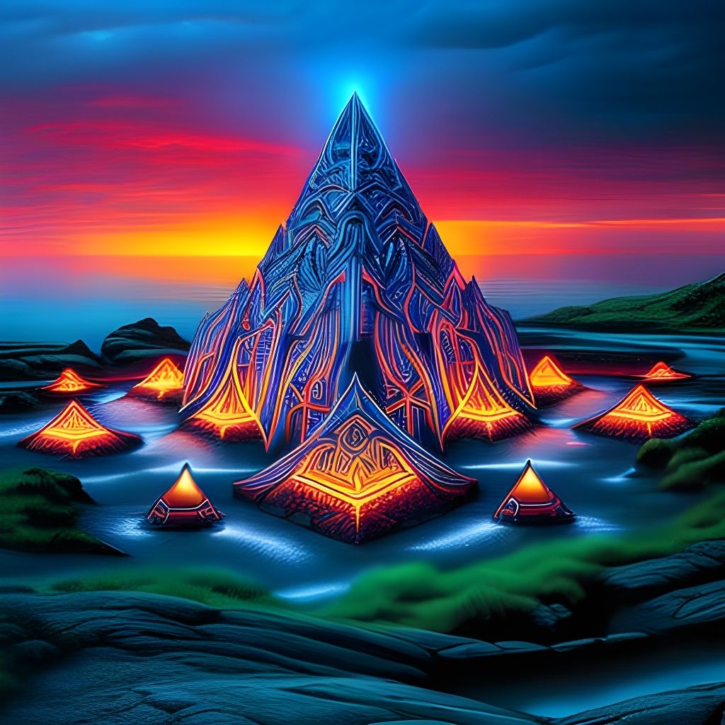 Pyramides of Fire and Water - AI Generated Artwork - NightCafe Creator
