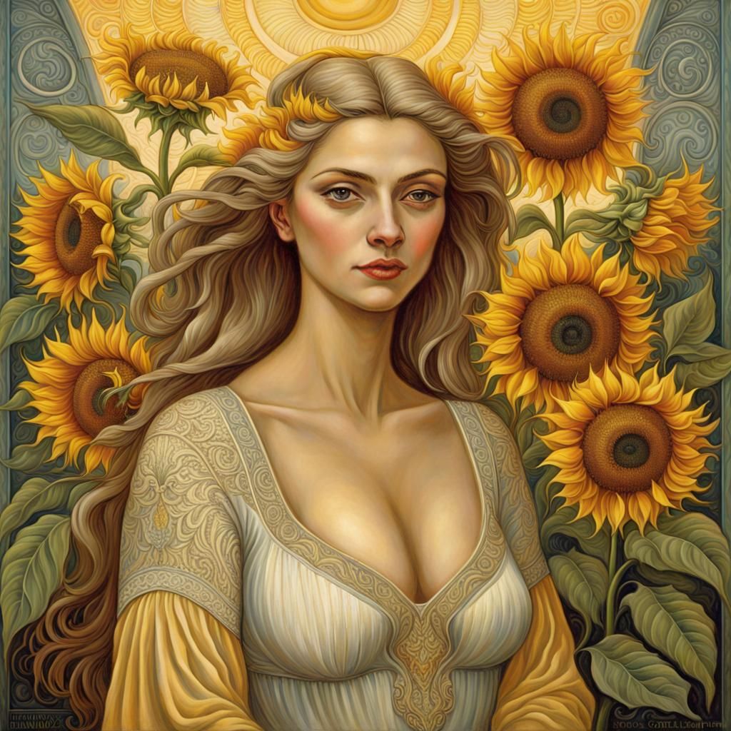 Sunflower Lady - AI Generated Artwork - NightCafe Creator