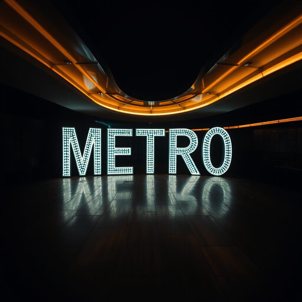 Neon Metro Letters in Motion - AI Art
