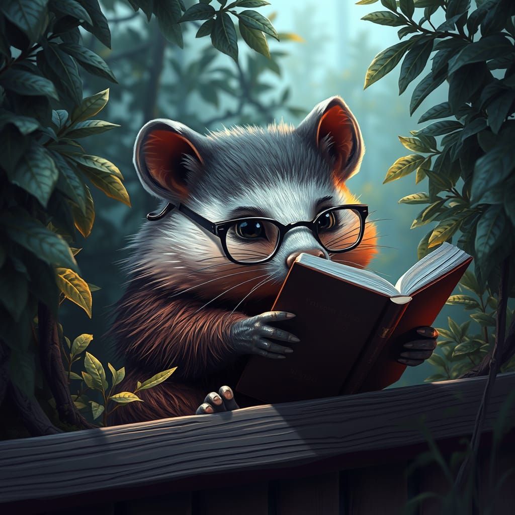 Mystical Wombat Scholar Hides in Bushes - AI Art
