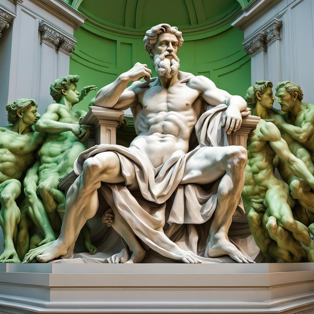 Michelangelo and his sculptures 8k resolution concept art illustration mixed media by Pablo ...