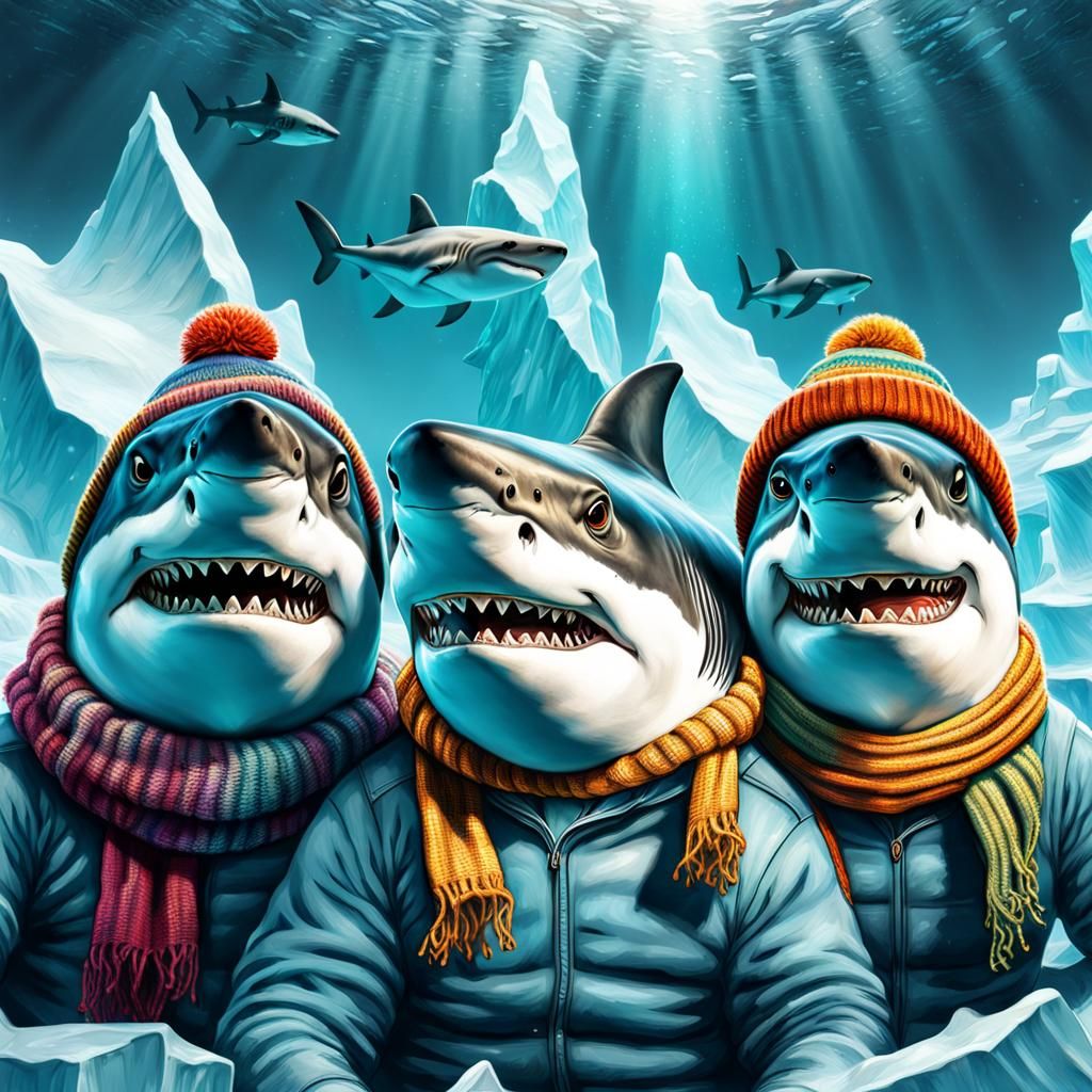 Collective Nouns - A Shiver of Sharks - AI Generated Artwork ...