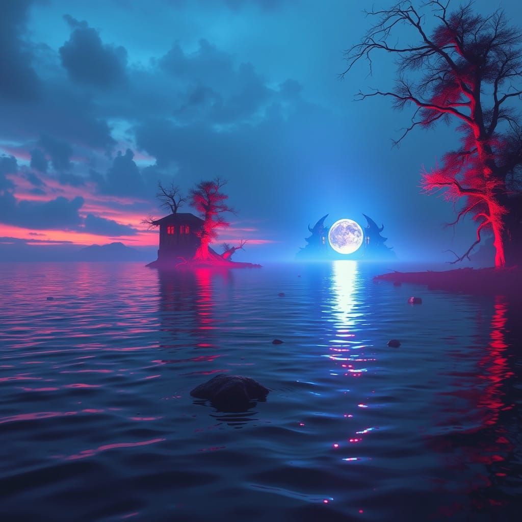 Ferrous Lake - Ethereal Ferrous Lake in Dichromatic Blue an...