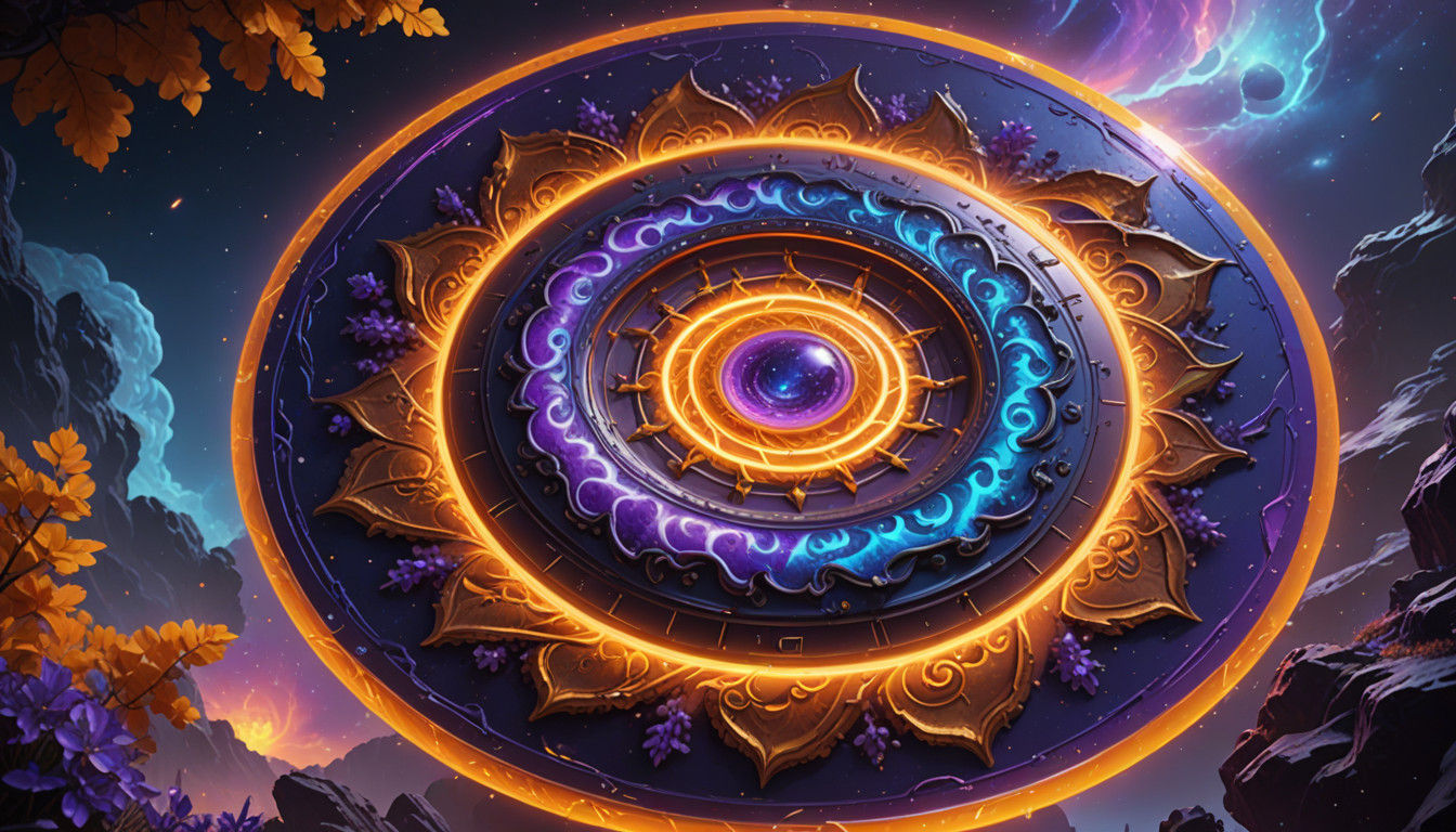Glowing Cosmic Chakram in Swirling Nebula Aestheti... - AI Art