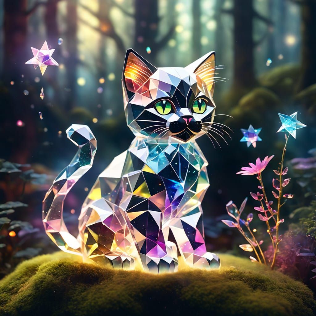 A magical crystal kitten - Symmetrical Crystal Feline in Enc...