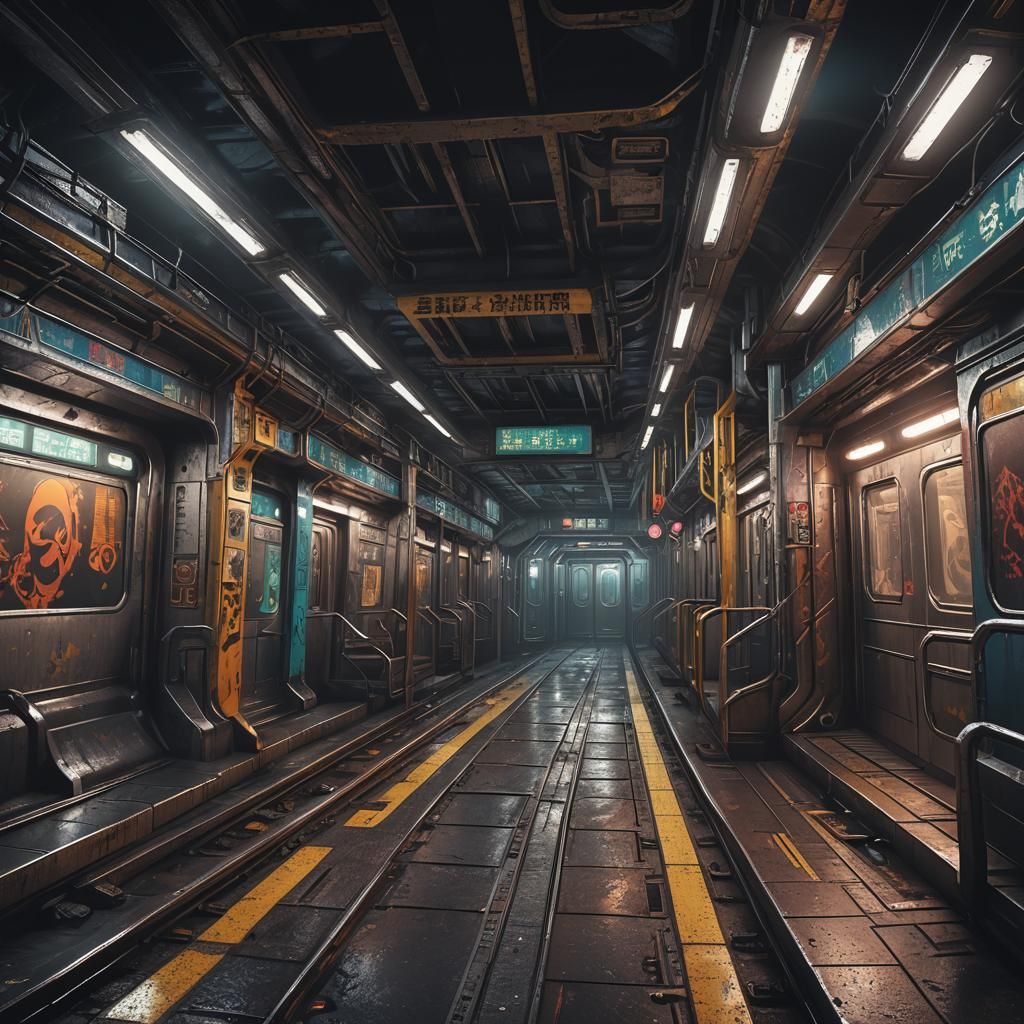 the underground cyberpunk subway - AI Generated Artwork - NightCafe Creator