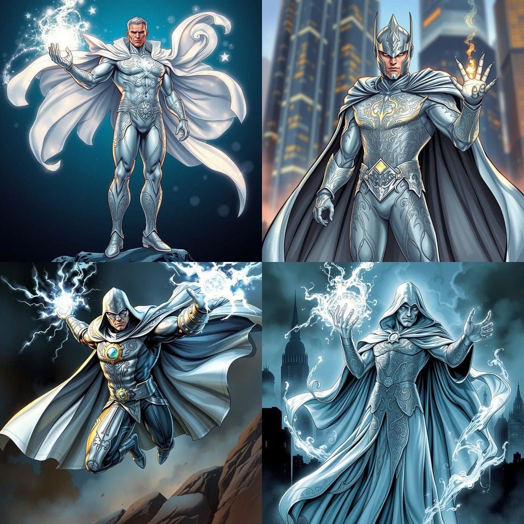 Silver Sorcerer: Majestic Superhero in Shimmering ... - AI Art