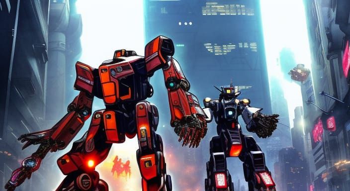 Mecha City Sentinels #24 - AI Generated Artwork - NightCafe Creator