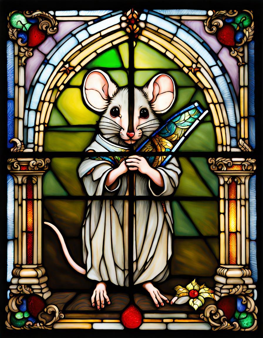 Stained glass with holy mice - AI Generated Artwork - NightCafe Creator