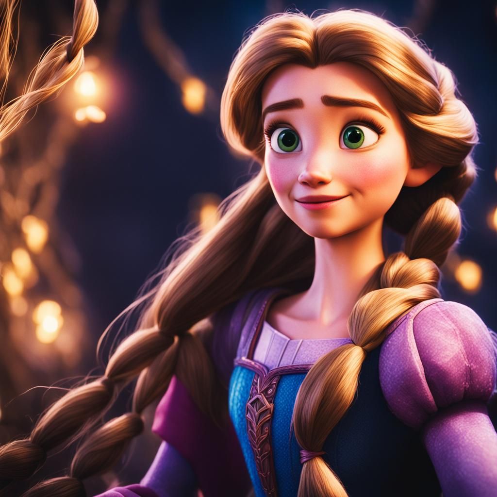Close up portrait of Tangled, Disney princess - AI Generated Artwork ...