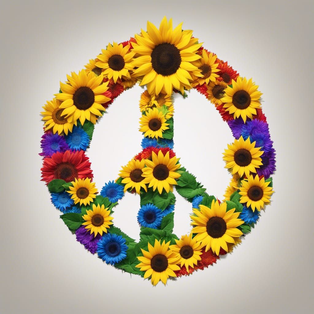 Sunflower Peace Sign - AI Generated Artwork - NightCafe Creator