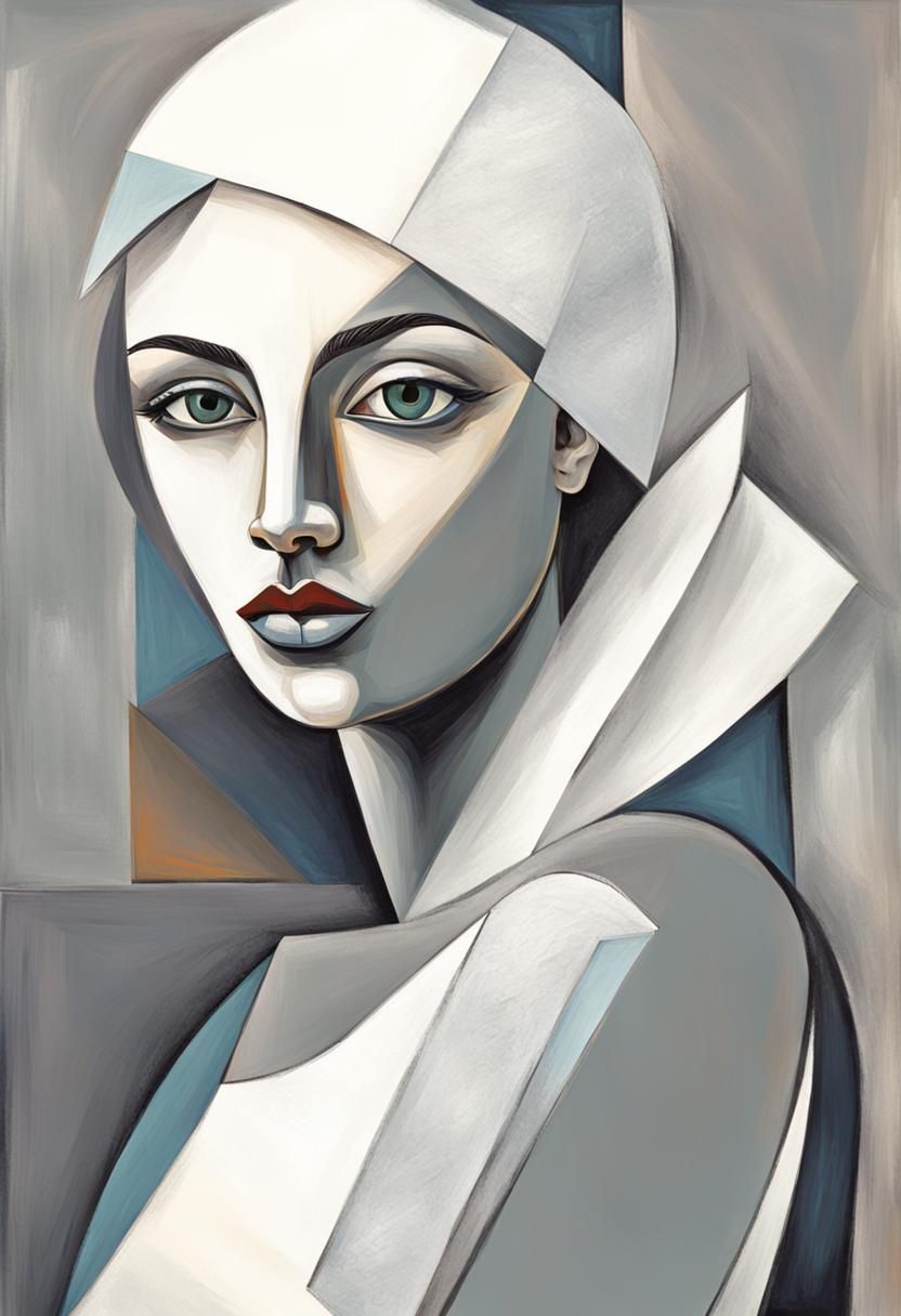 young woman portrait abstract cubism in picasso st... - AI Art