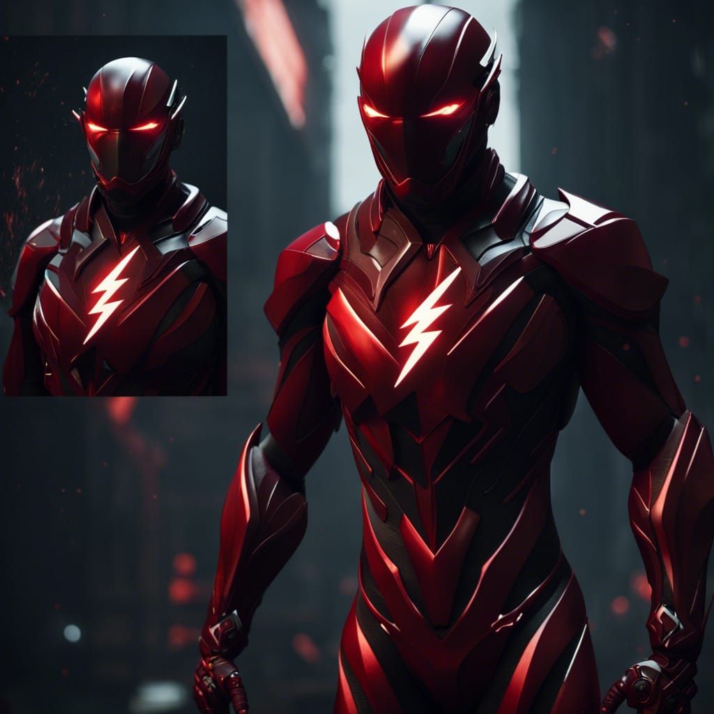 Dark red modern flash suit - AI Generated Artwork - NightCafe Creator