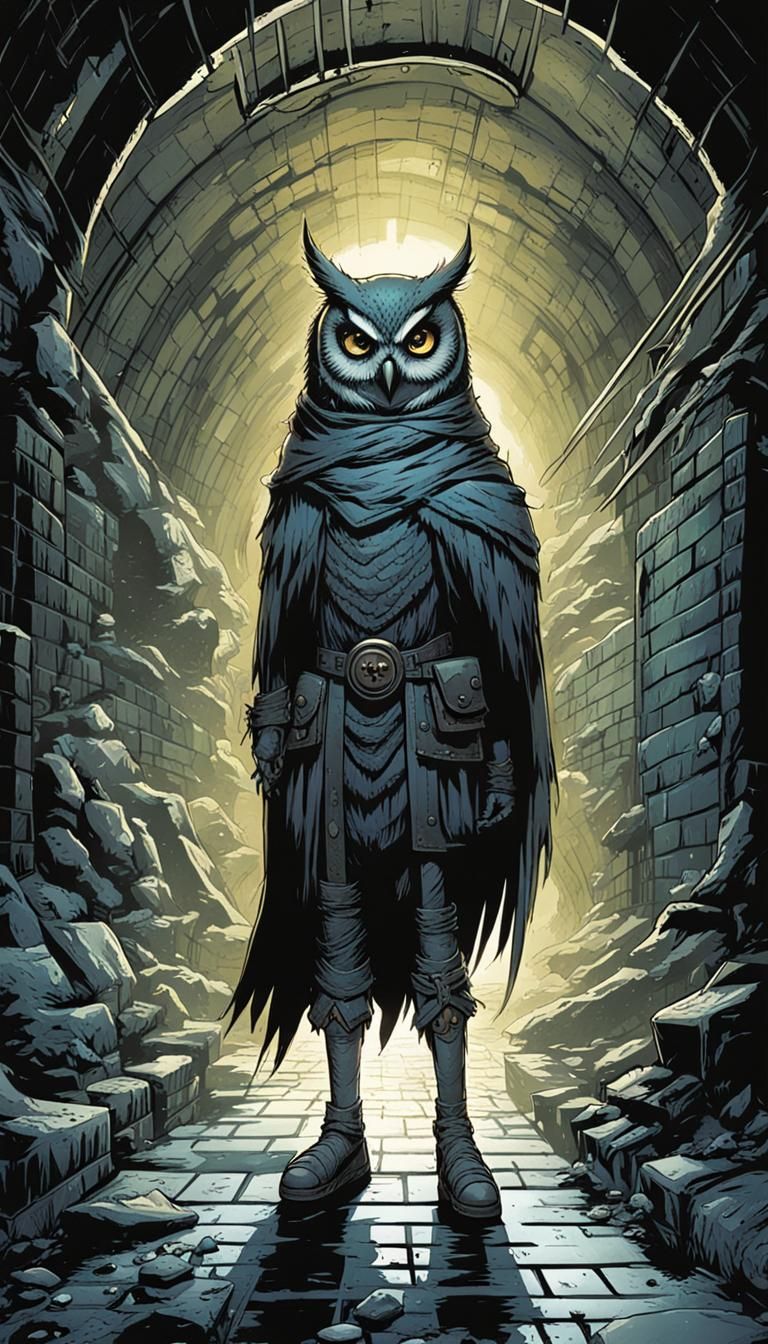 Giant monster owl underground in a sewer tunnel - AI Generated Artwork ...